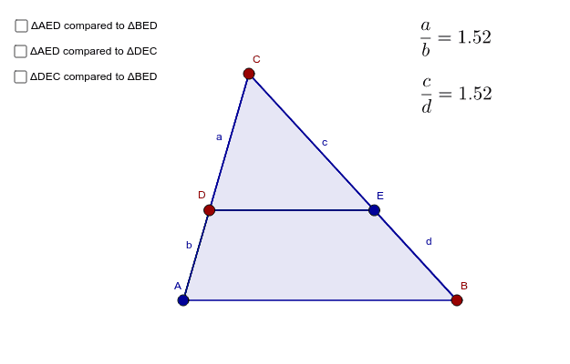 Triangle proportionality theorem – GeoGebra