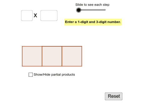 Partial Products of 1-digit by 3-digit – GeoGebra