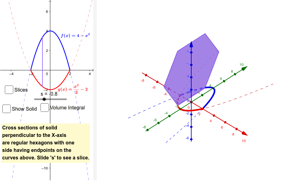 Volume: Hexagon2 with side in base – GeoGebra