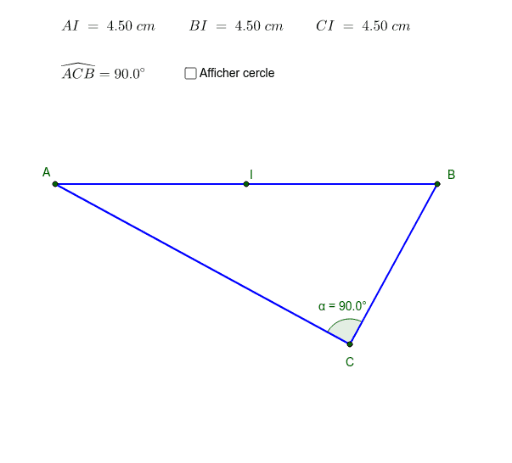 Triangle rectangle inscrit dans un cercle – GeoGebra