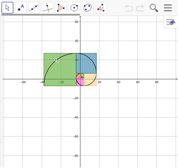 CONSTRUCCIÓN DE LA ESPIRAL DE FIBONACCI CON LA HERRAMIENTA DE GEOGEBRA – GeoGebra