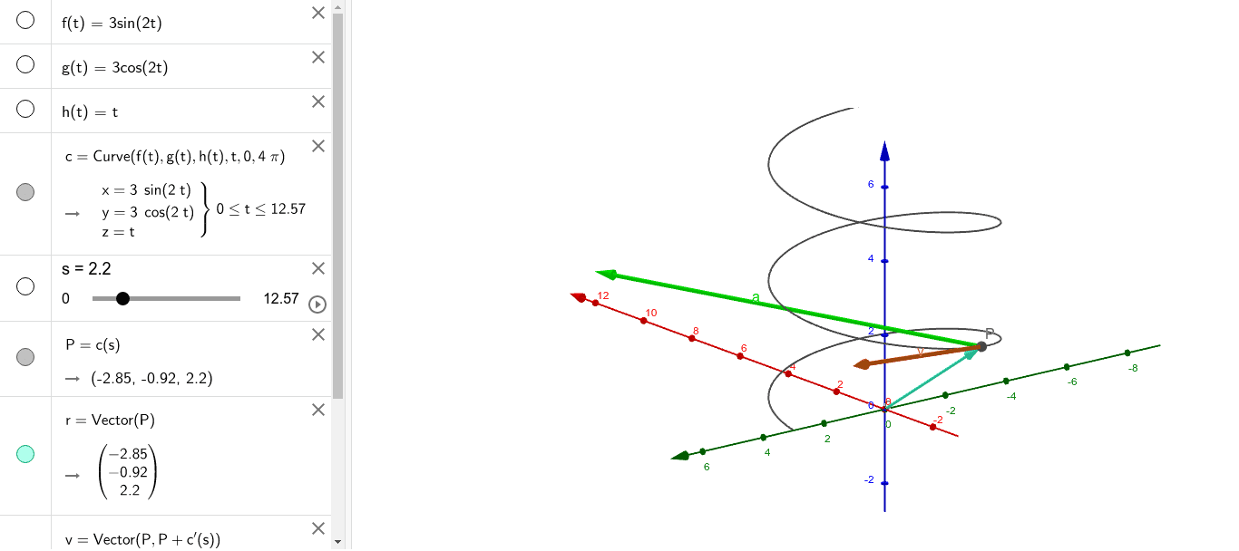 Vectores de posición, velocidad y aceleración – GeoGebra