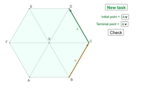 [Exercise] Addition of vectors on a regular hexagon – GeoGebra