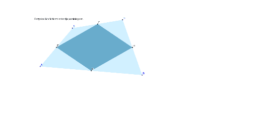 Razpolovišča štirikotnika tvorijo paralelogram. – GeoGebra