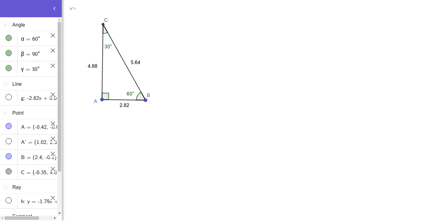 Half Equilateral Triangle – GeoGebra