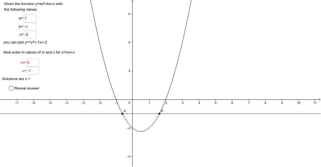 Solve Quadratic Equation – GeoGebra