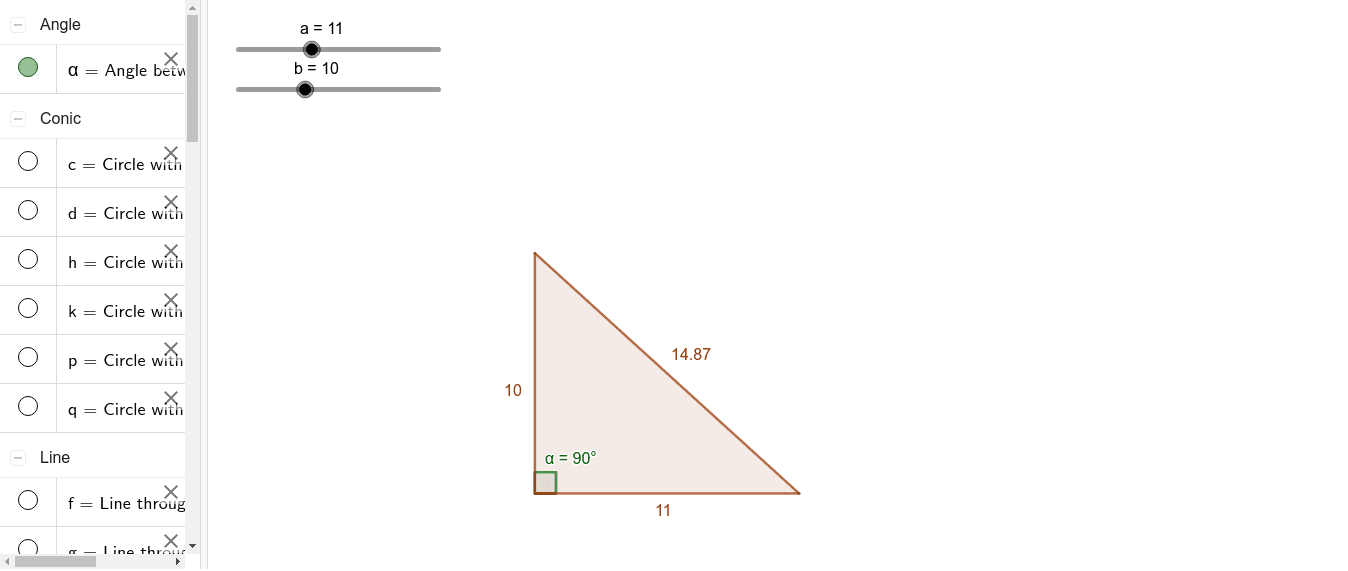 Right Triangle Whole Numbers GeoGebra