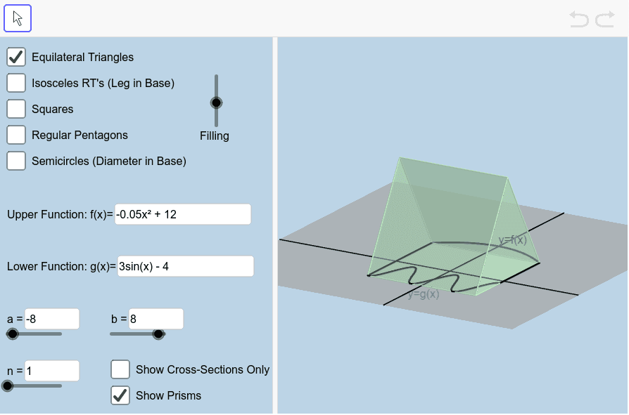 Solids Formed From Certain Cross Sections – GeoGebra
