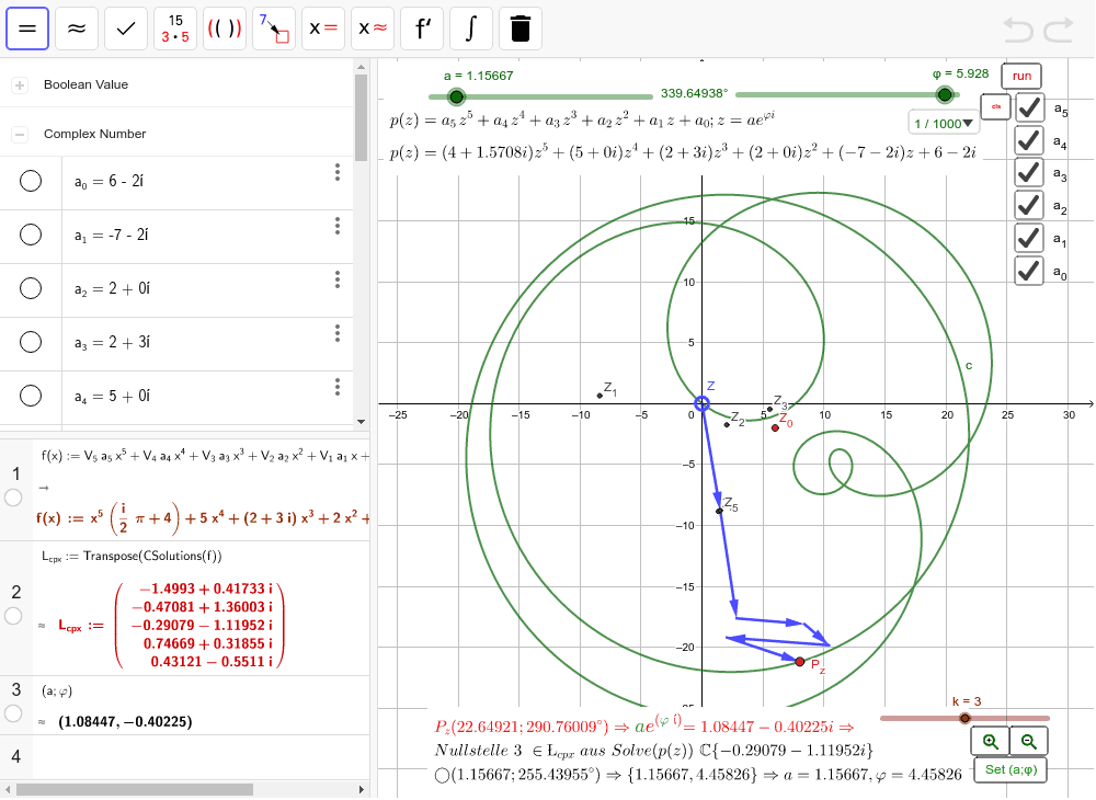 Polynomial With Complex Coefficients GeoGebra