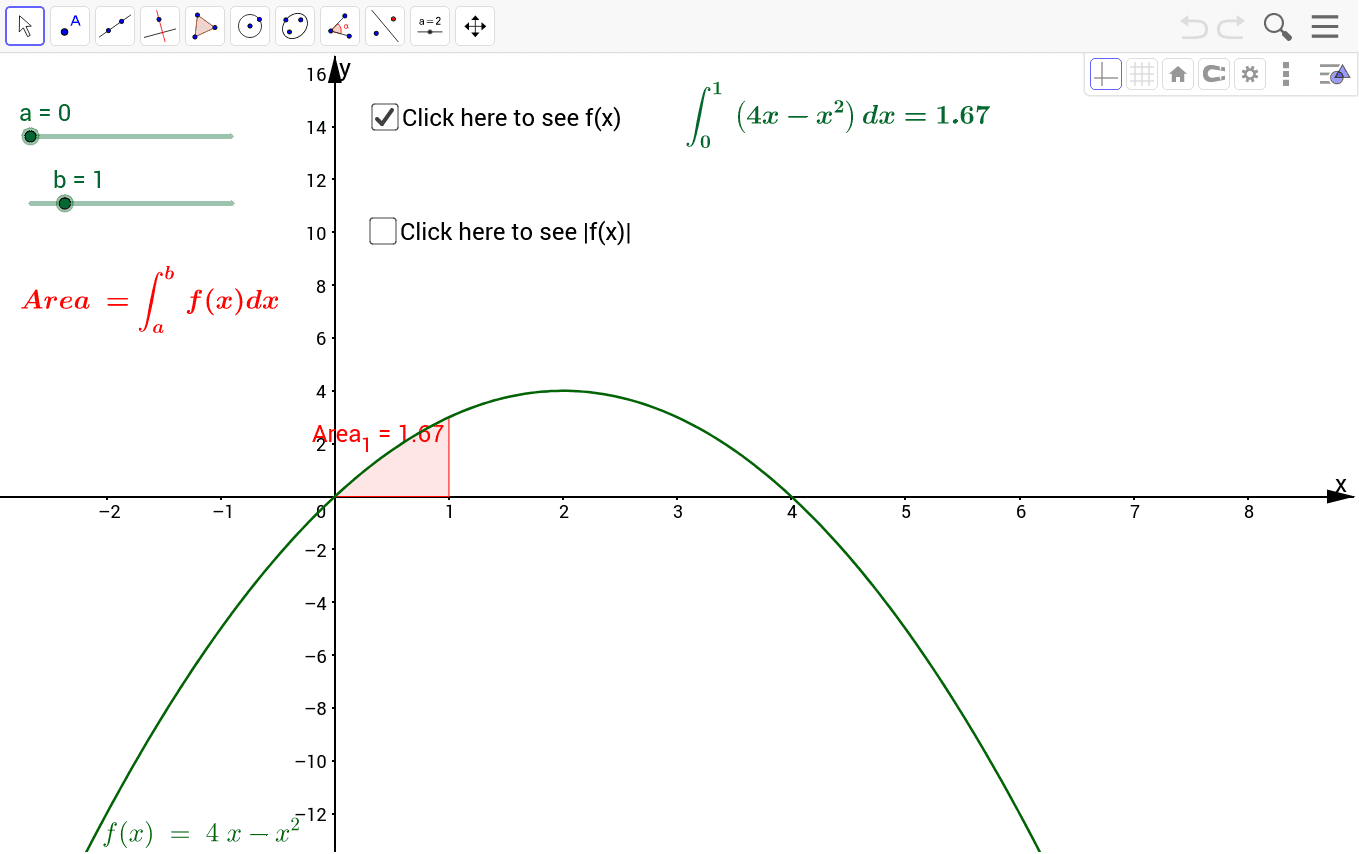The area under a curve and the x-axis. – GeoGebra