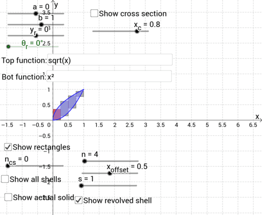 Solids of Revolution - Shell method and estimations – GeoGebra