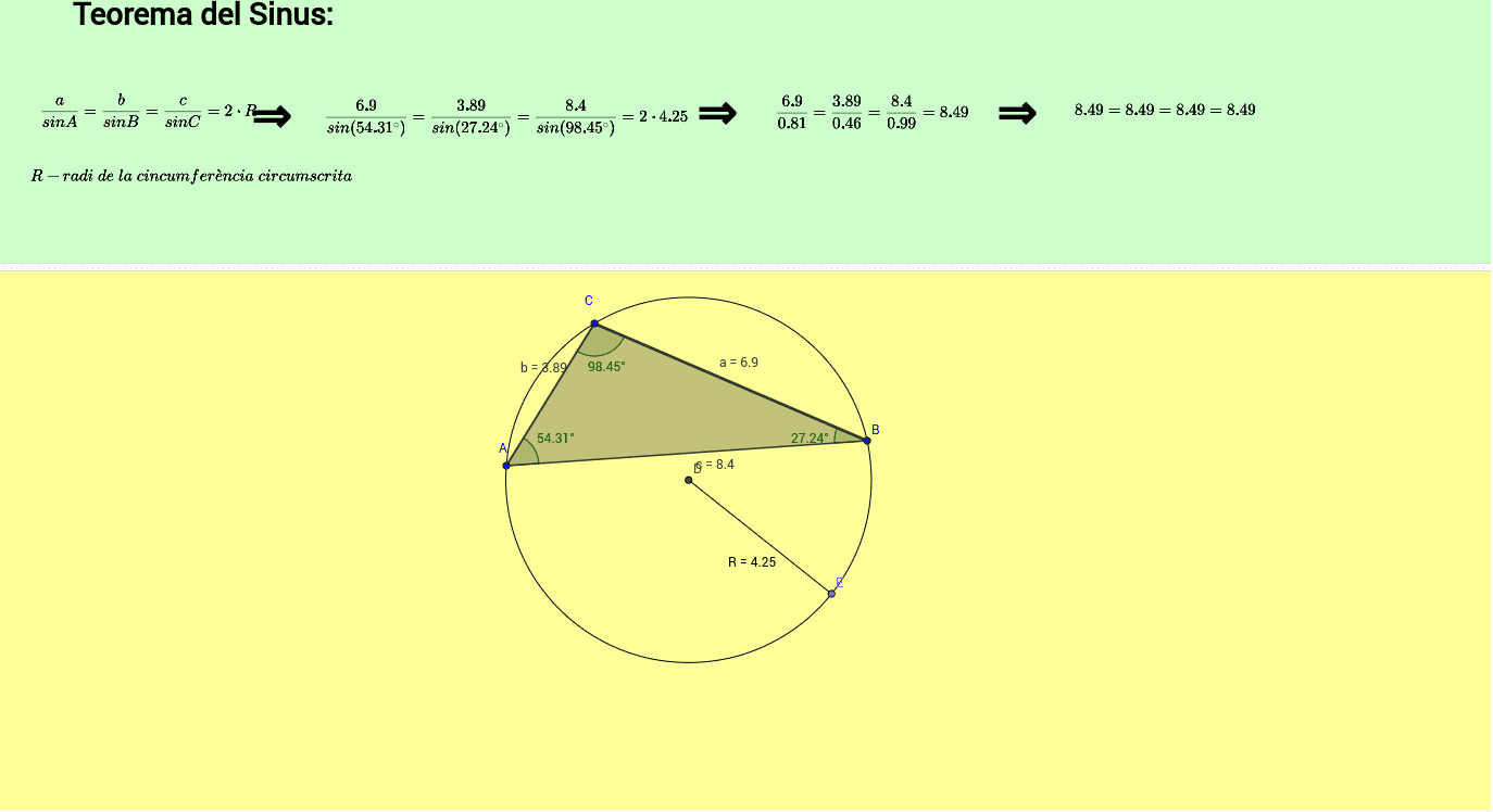 Sinus theorem – GeoGebra