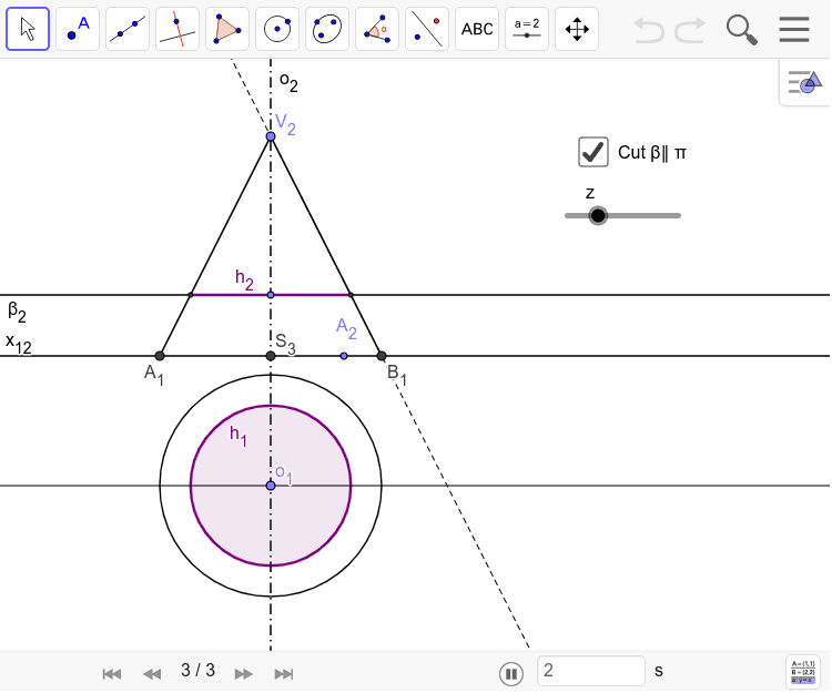 Top View and Front View of the Cone – GeoGebra
