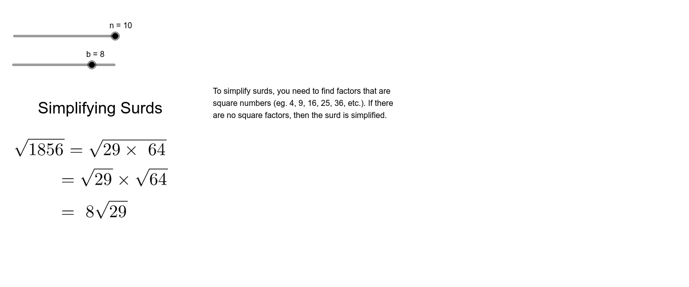 Simplifying Surds – GeoGebra