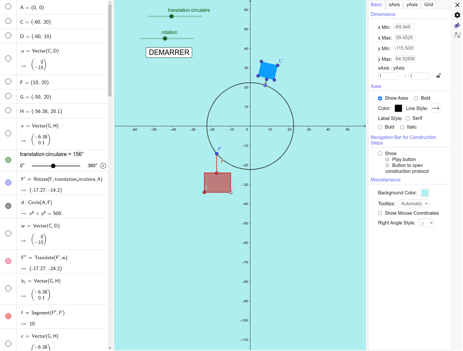 rotation et translation circulaire – GeoGebra