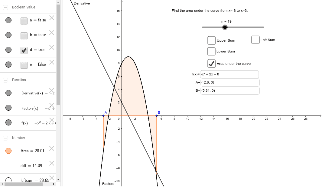 Area Under a Curve – GeoGebra
