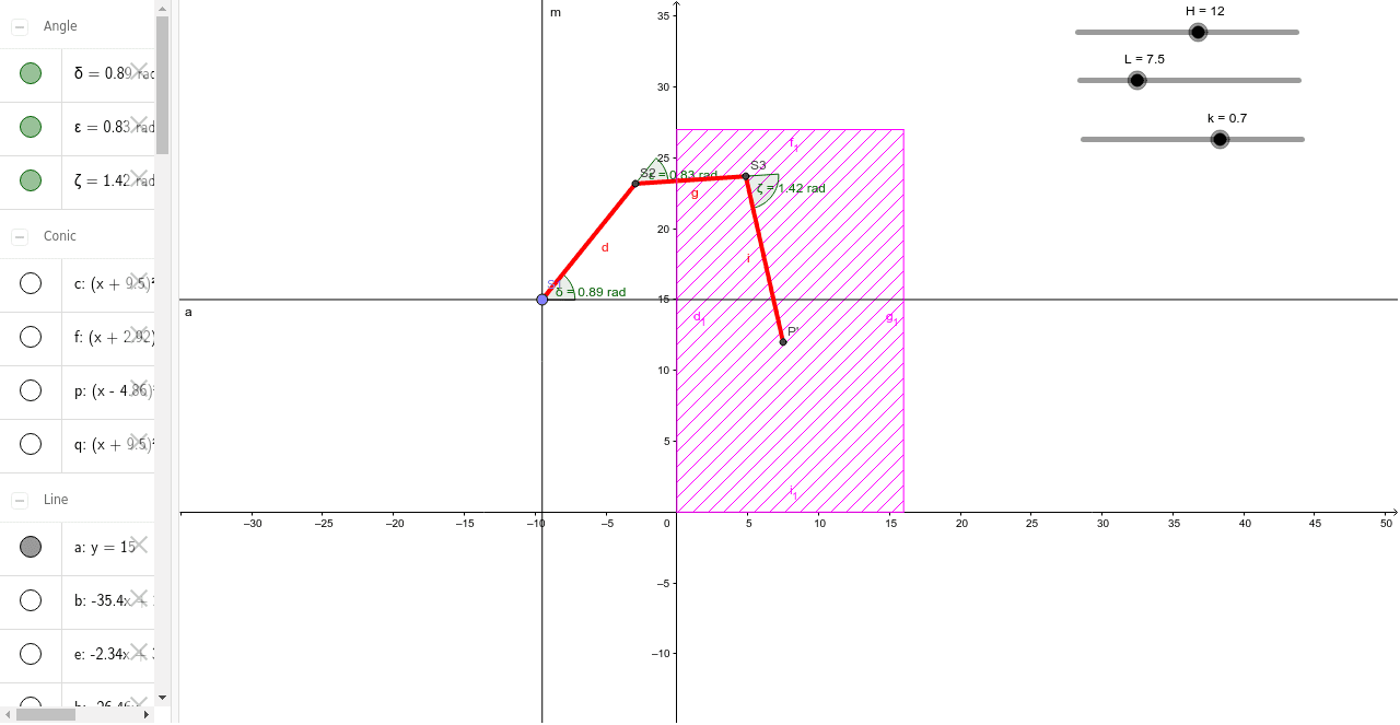 Simulation d'un bras robotisé – GeoGebra
