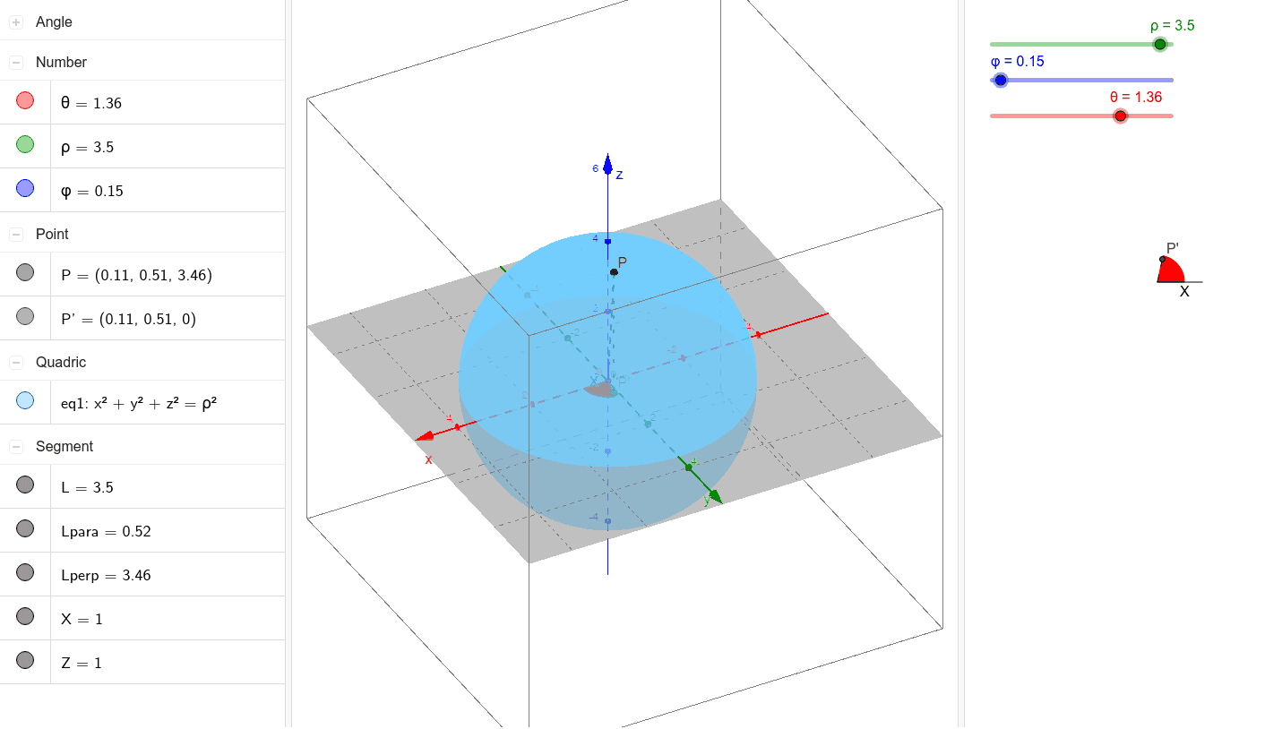 Spherical Coordinates GeoGebra