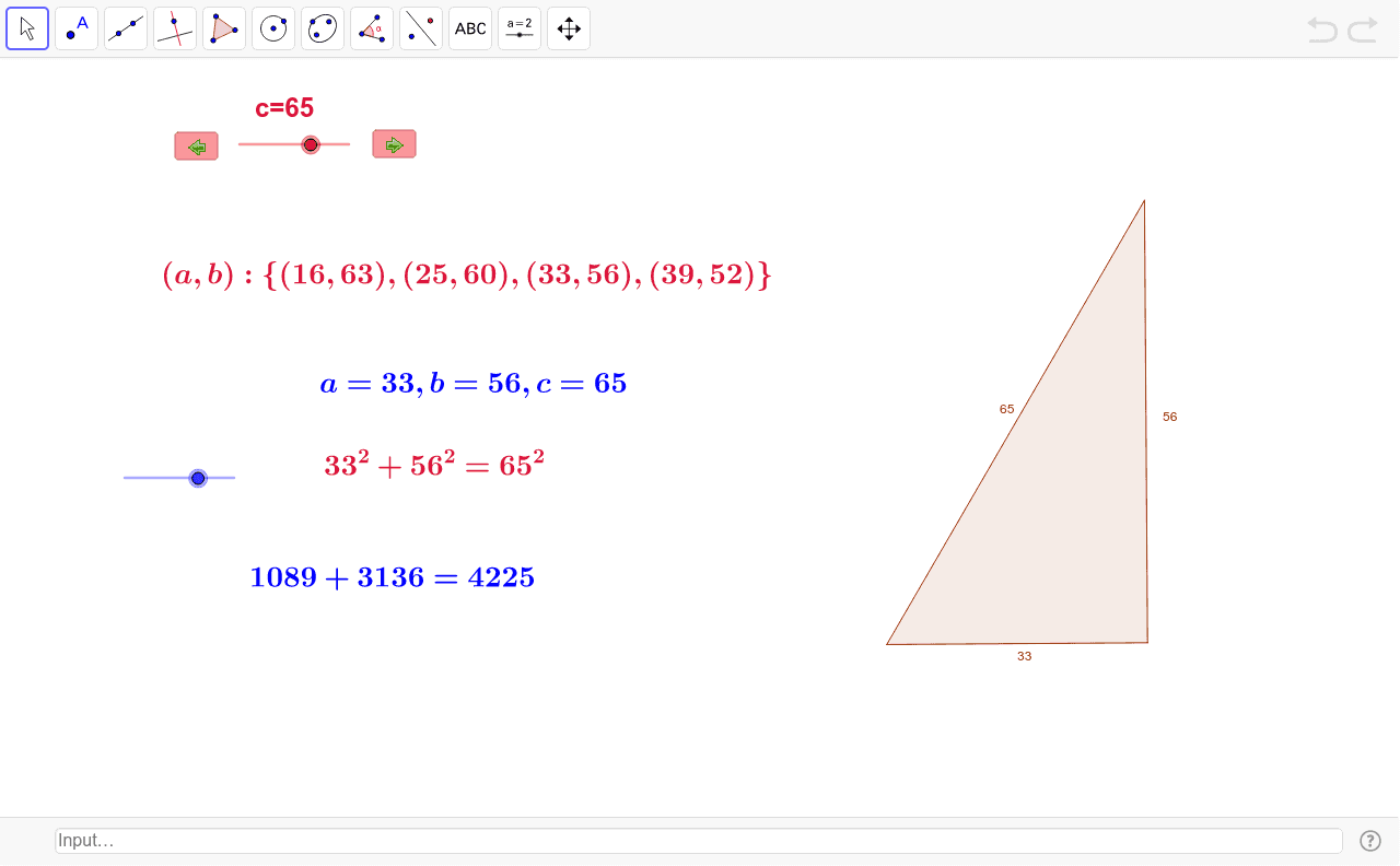 Pythagorean numbers – GeoGebra