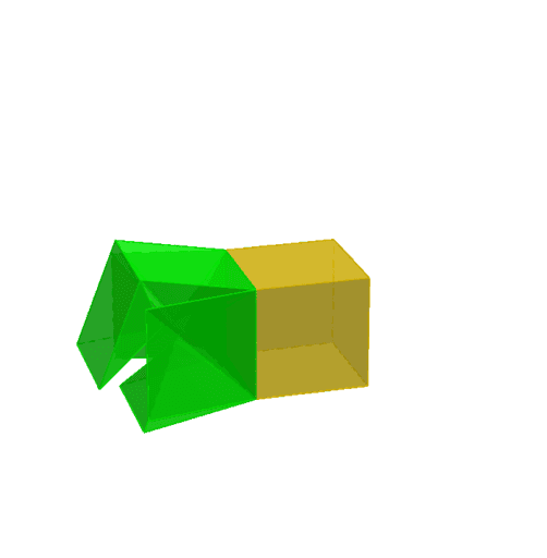 Hinged Dissection: 2 Cubes to Rhombic Dodecahedron – GeoGebra