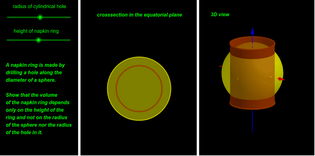 Classic napkin ring problem – GeoGebra