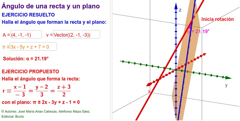 Ángulo De Una Recta Y Un Plano Geogebra