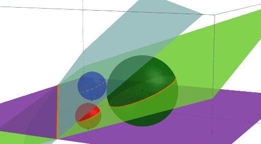 Monge's Theorem (Plane tangent to 3 spheres) – GeoGebra