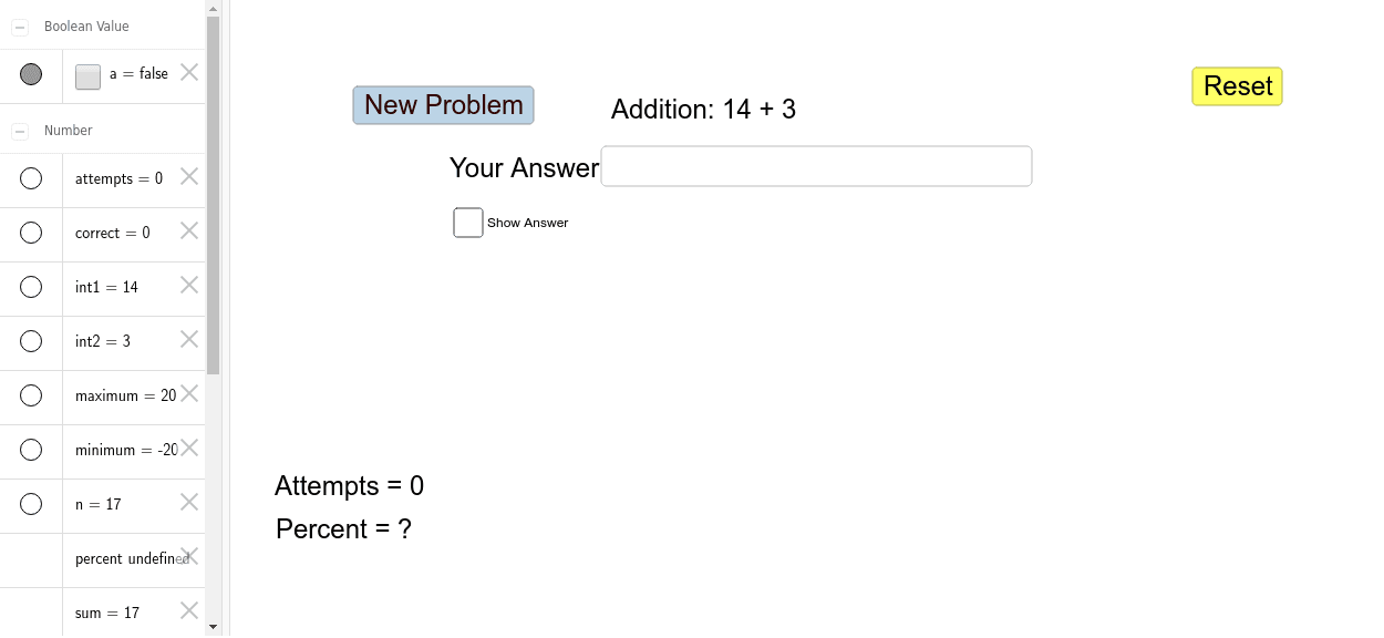 Integer Addition – GeoGebra
