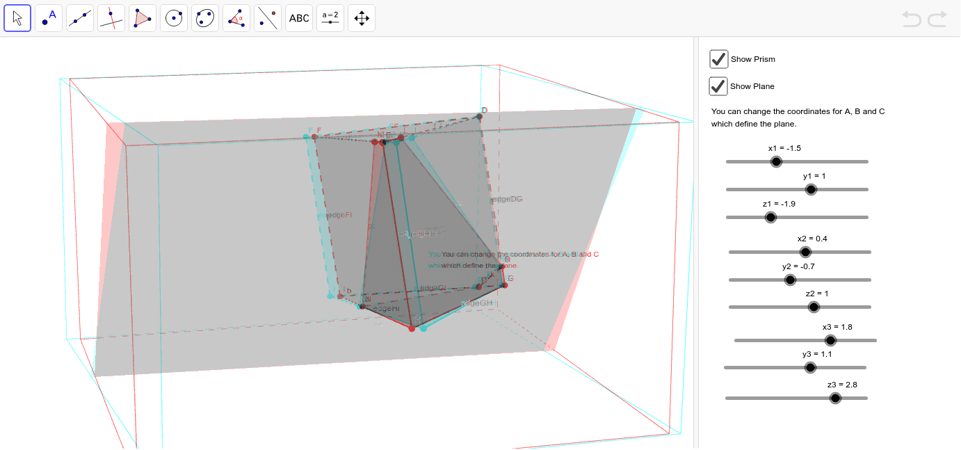 Cross Section created Intersection of a Prism and a Plane – GeoGebra