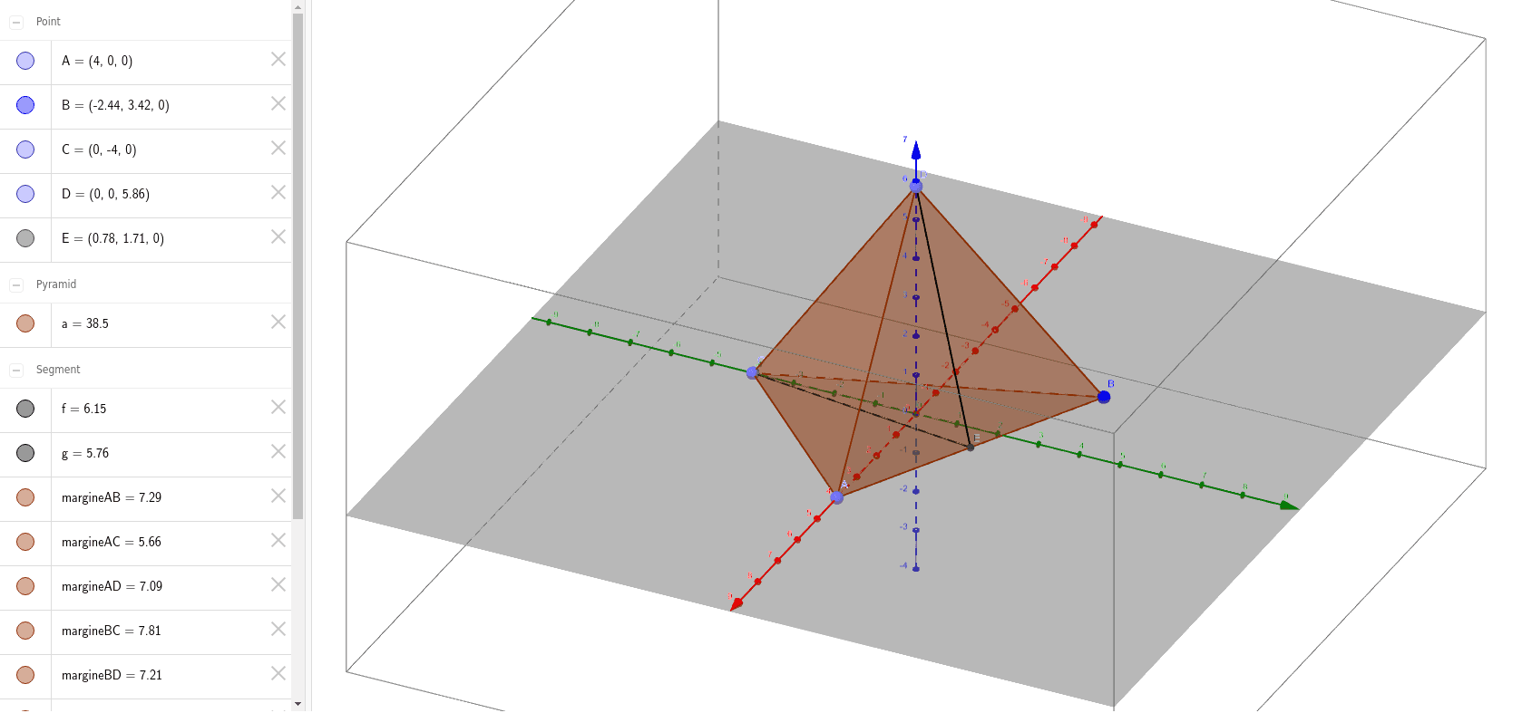 Piramida triunghiulara – GeoGebra