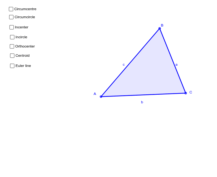 Points and lines in a triangle – GeoGebra