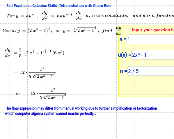 Differentiation with Chain Rule Self Practice Sheet – GeoGebra