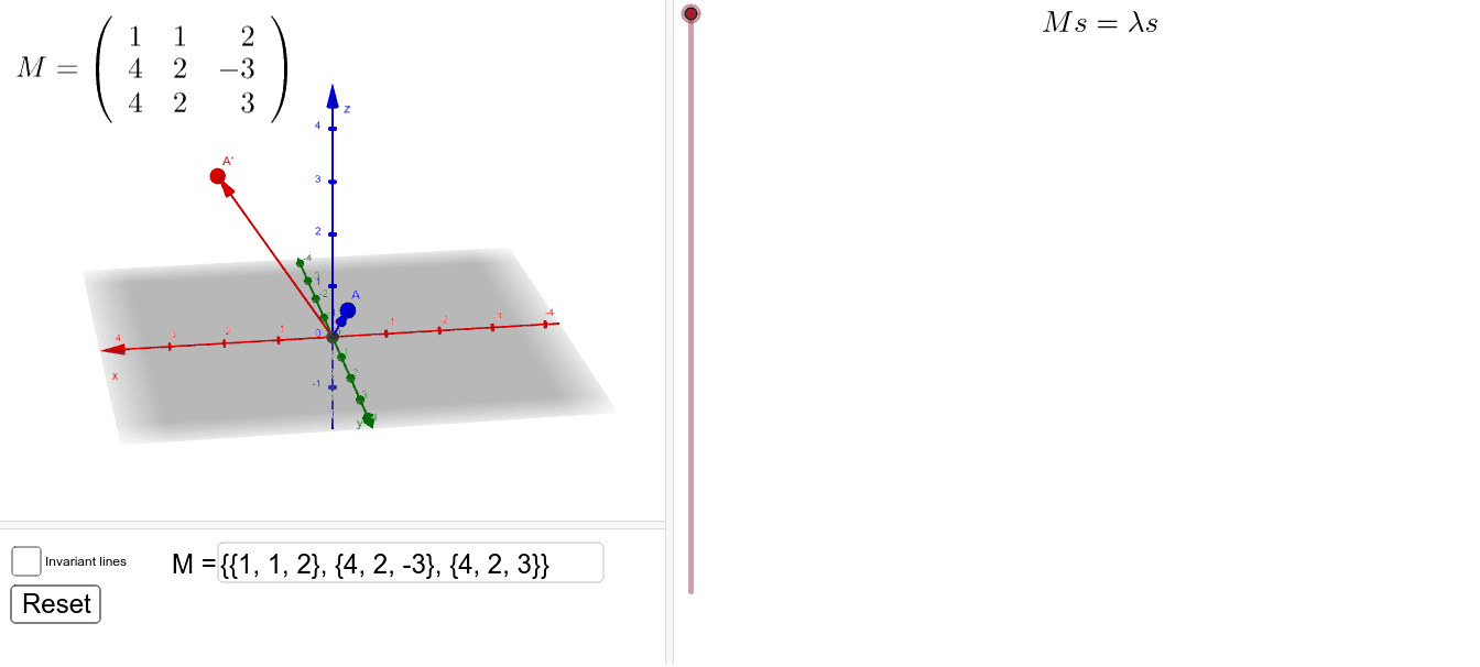 Eigenvalues & Eigenvectors (3 by 3) – GeoGebra