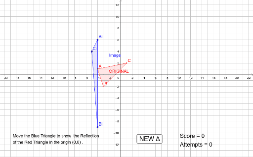 Reflection in Origin Scored Practice – GeoGebra