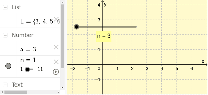 Creating a slider based on values from a list – GeoGebra
