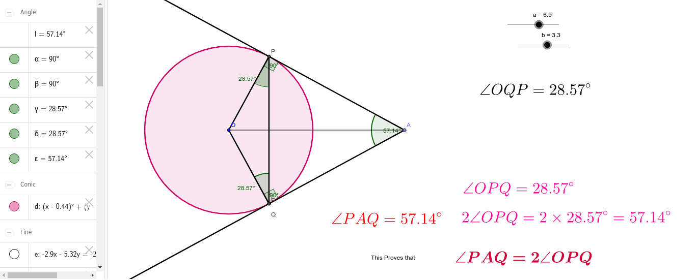 Tangents from an external point – GeoGebra