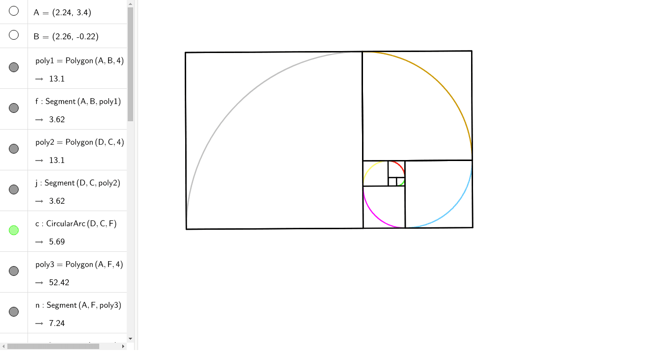 LA SPIRALE DE FIBONACCI – GeoGebra