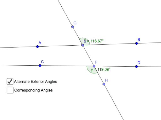 Transversal Through Non-Parallel Lines – GeoGebra