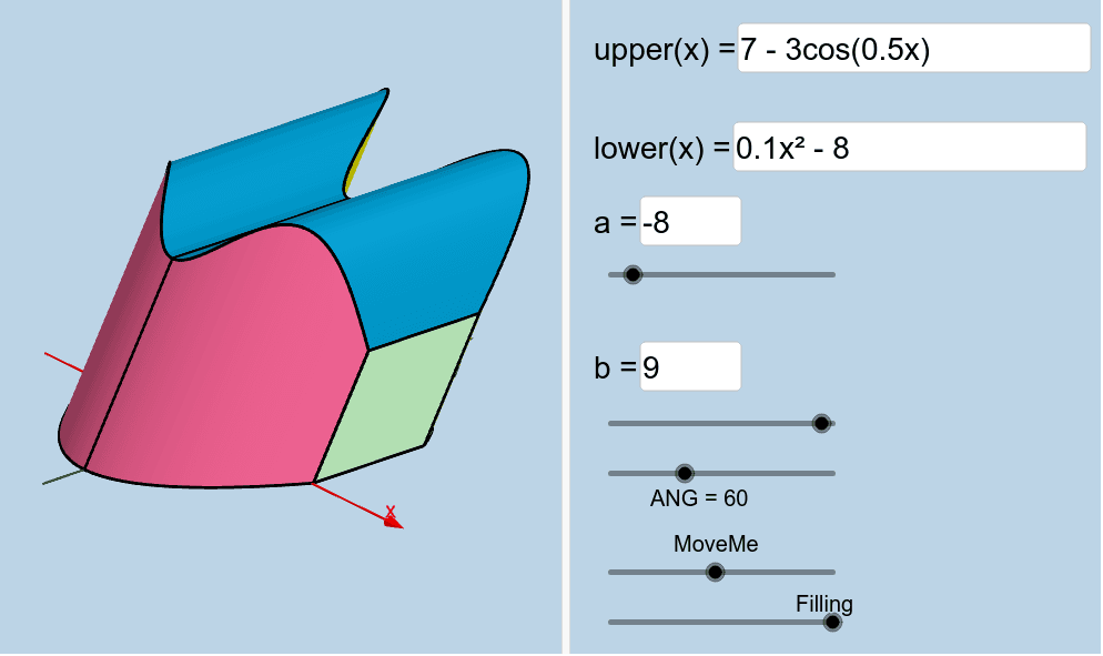 Custom Solid: Changeable Rhombus Cross Section Parallel to yAxis – GeoGebra
