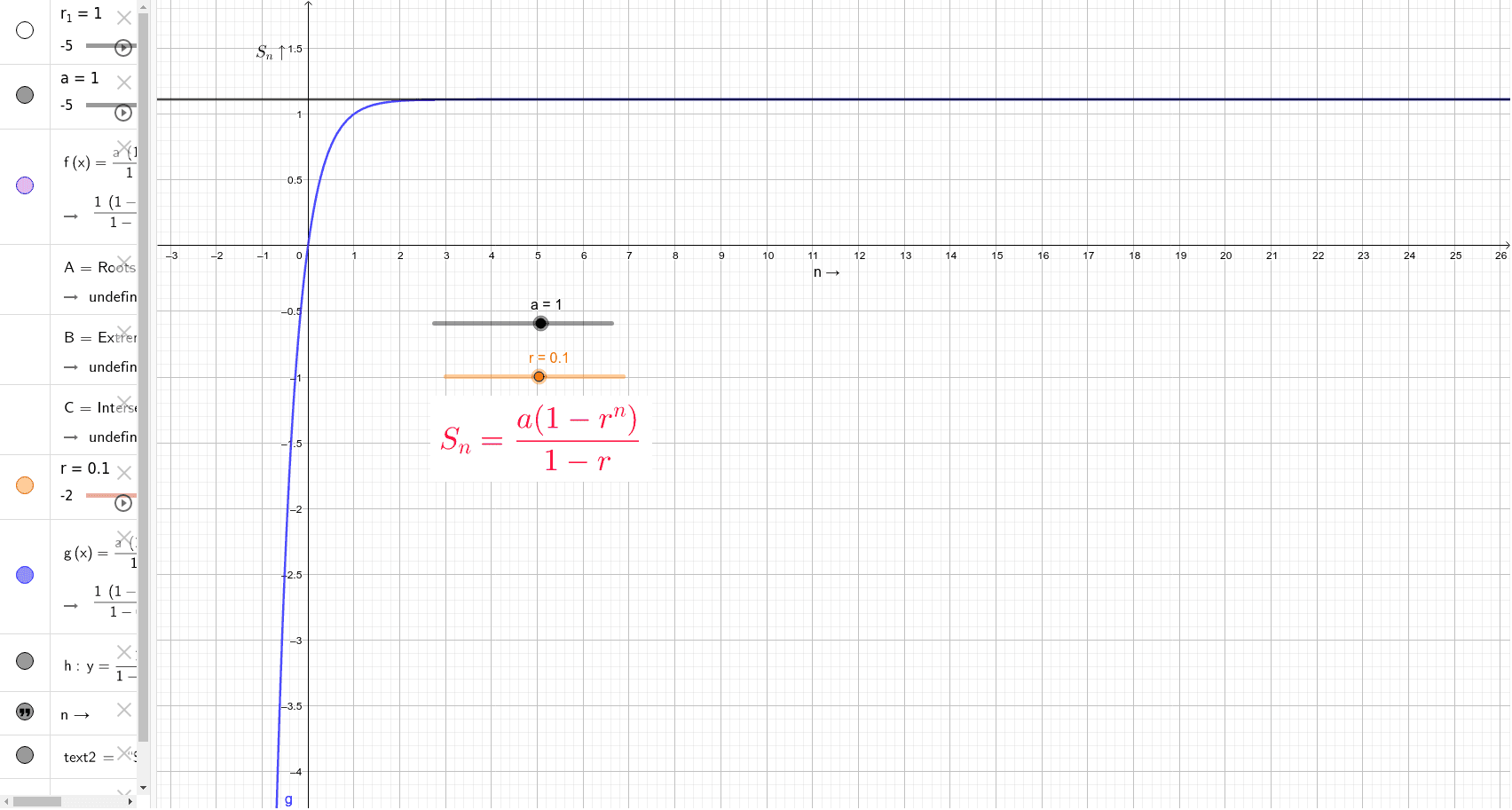 sum of geometric series – GeoGebra