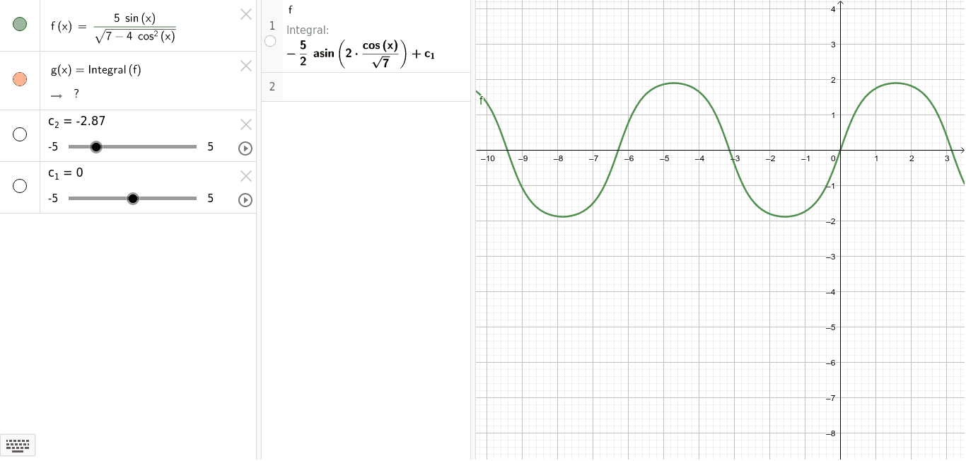 Integral modelo arc sen – GeoGebra