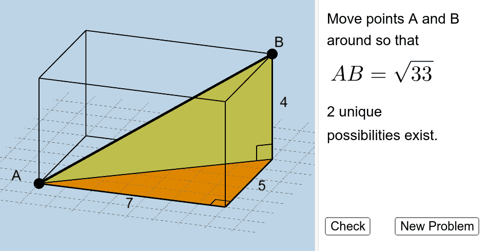 Creating Distances in 3 Space: Quick Formative Assessment – GeoGebra