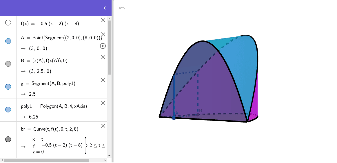 Square Cross SEction – GeoGebra