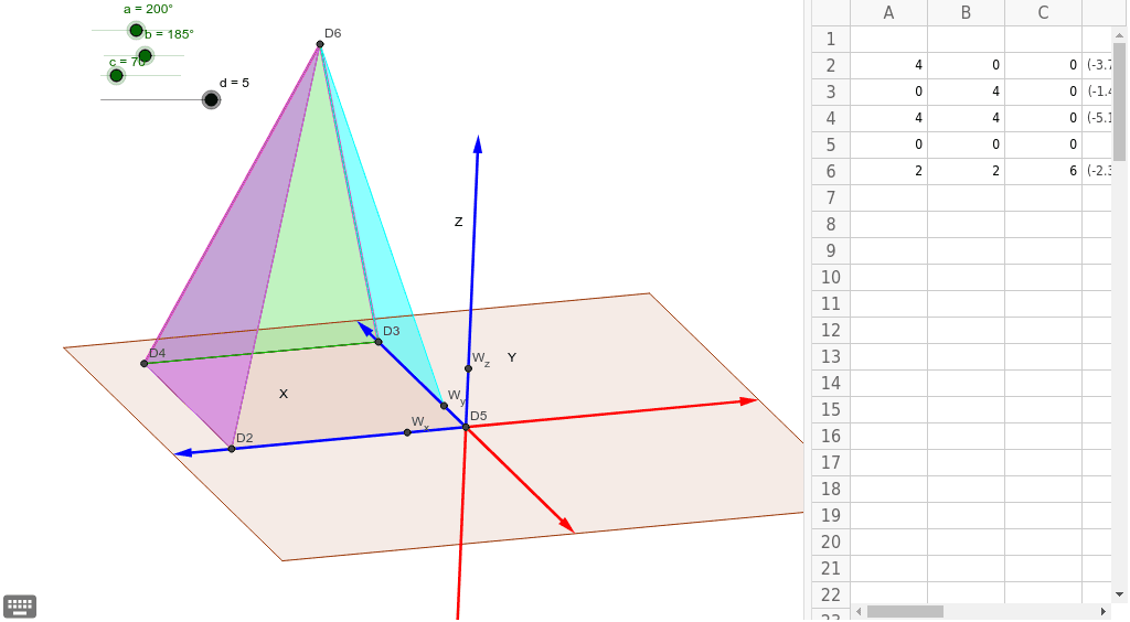 Coordenadas 3D usando matrices – GeoGebra