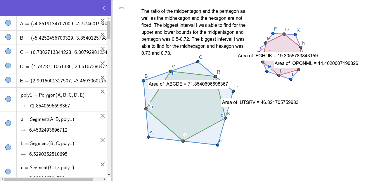 Area of Convex Pentagon and Hexagon – GeoGebra